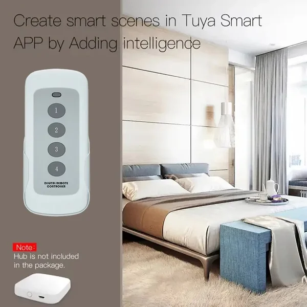 Tuya รีโมทไร้สายแบบใช้ถ่าน 4 ปุ่ม 12 แอคชั่น สัญญาณ Zigbee เอาไว้สั่ง ...